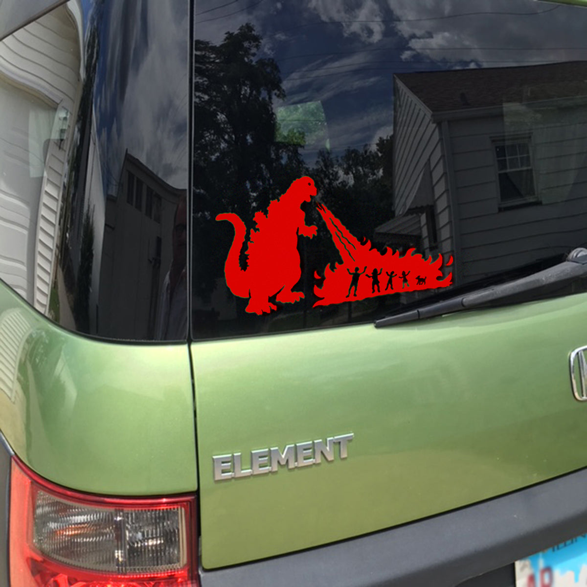 GODZILLA vs. STICK FIGURE FAMILY - Window Sticker/Decal • RED VERSION ...