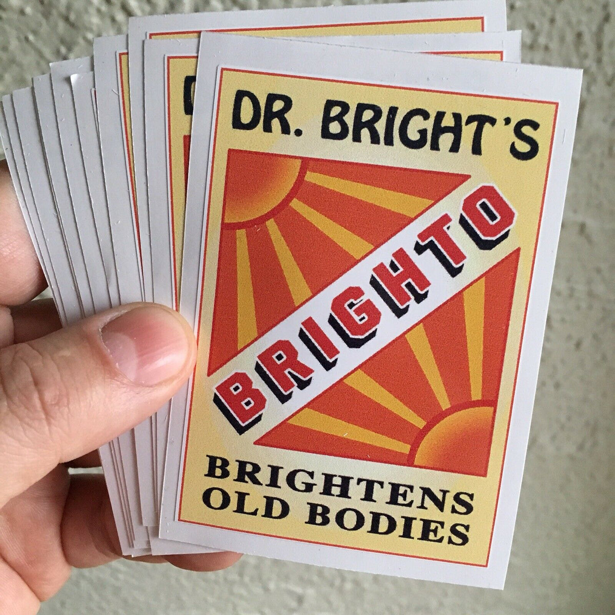 BRIGHTO • STICKER • THE THREE STOOGES! Prop reproduction for Bottles o ...